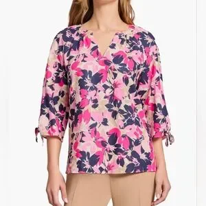 Jones New York | Tops | Jny Woman Plus 34 Sleeve Vneck Linen Blend ...